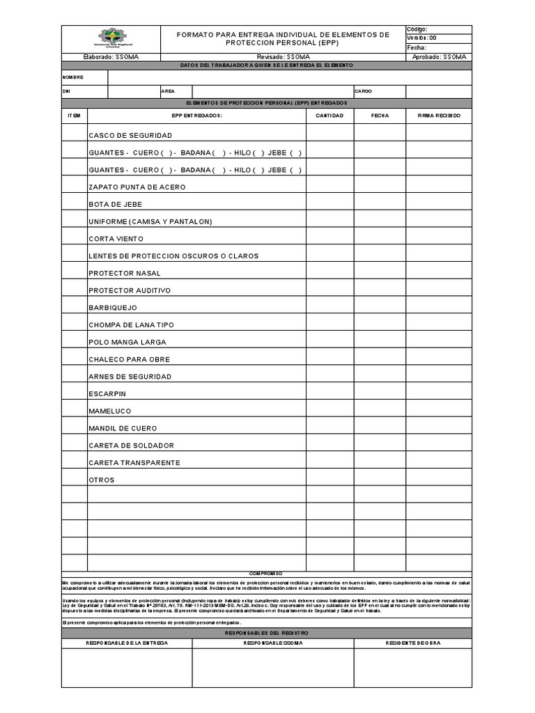 Formato Entrega de EPPS | PDF