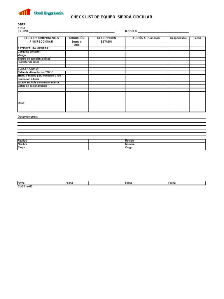 Checklist Sierra Circular | PDF