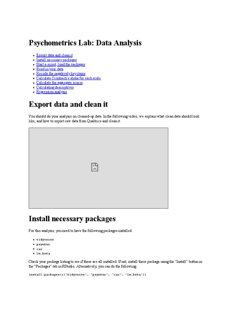Videos and Tutorials On Data Analysis in The Psychometrics Lab | PDF ...
