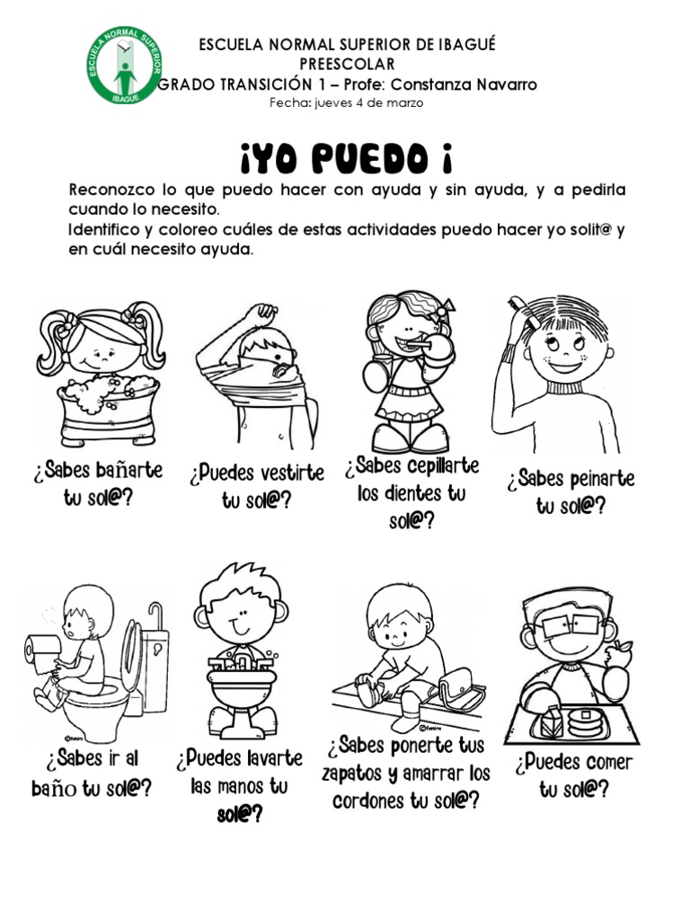Actividades de autonomía para niños | PDF