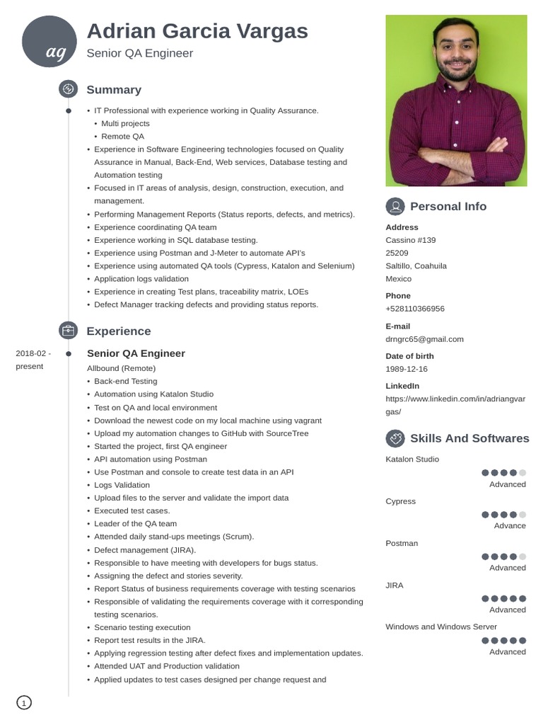 Adrian Garcia Vargas Resume Pdf Software Testing Selenium Software 