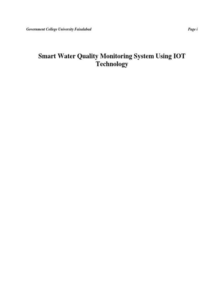 Project Smart Water Quality Monitoring System Using IOT Technology ...