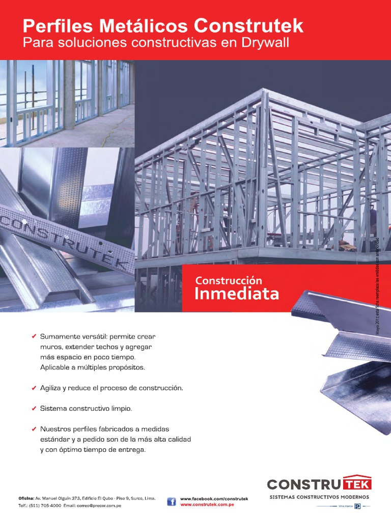 2.12. Ficha Técnica Perfiles y Parantes Constructek Drywall | PDF