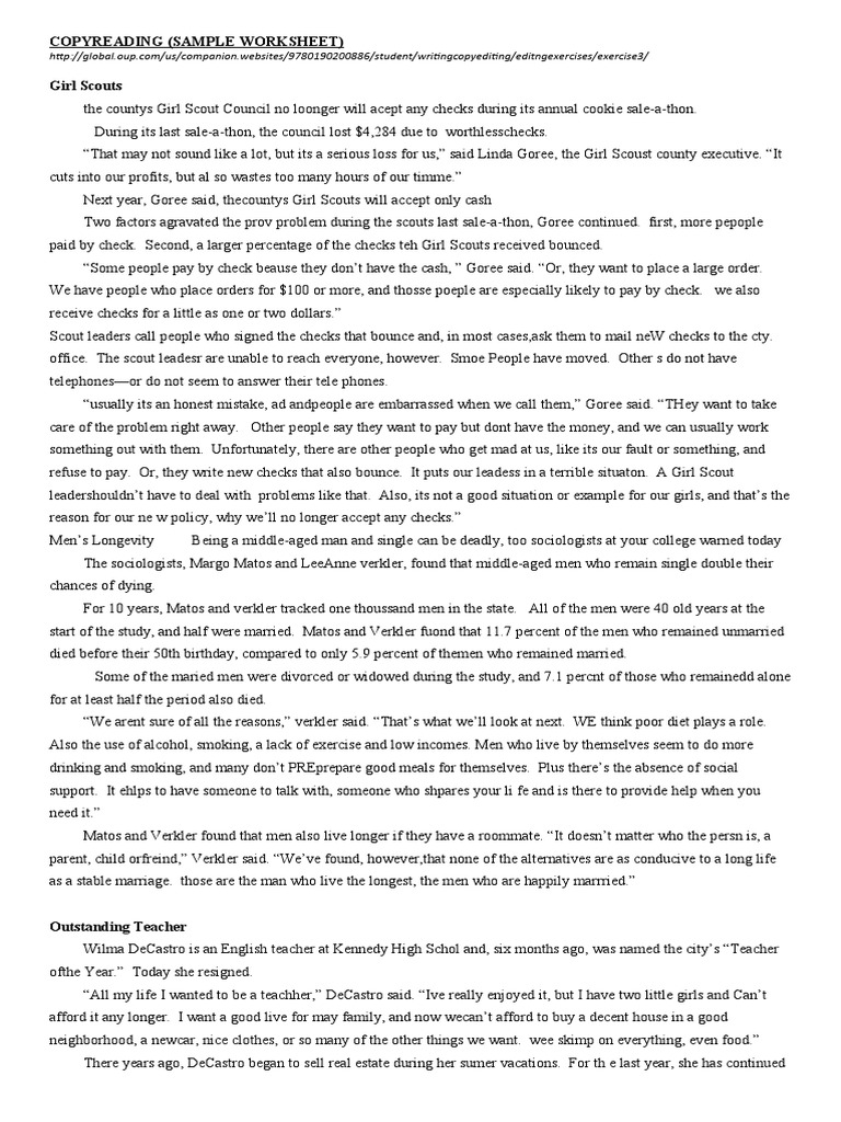 Copyreading (Sample Worksheet) Girl Scouts | Download Free PDF ...