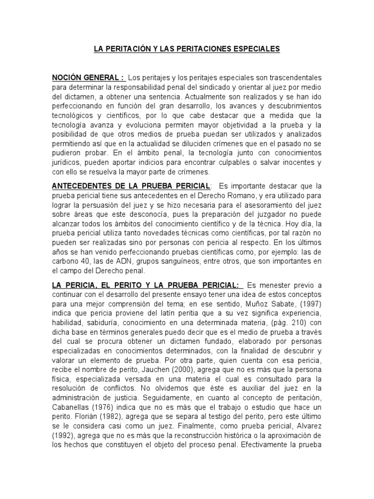 Peritajes y su rol en el proceso penal | PDF | Testigo experto ...