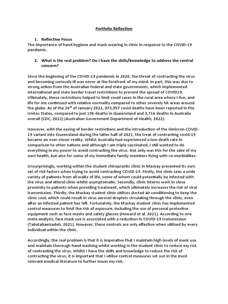 Portfolio Reflection 2 | PDF | Microbiology | Medical Specialties