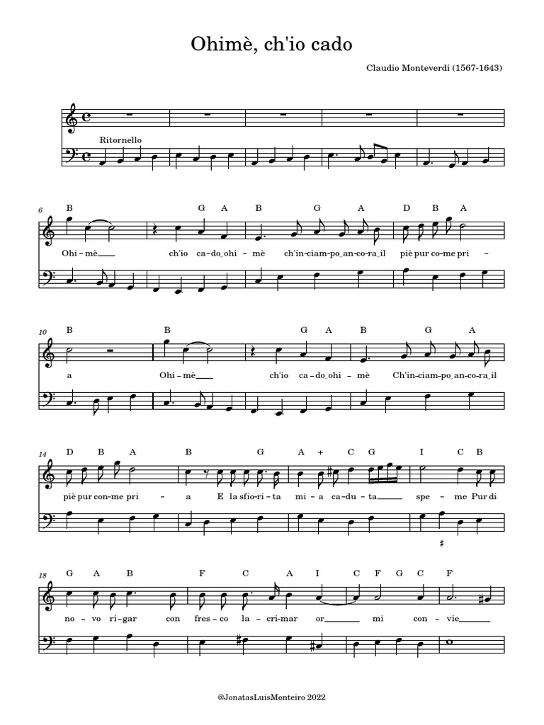 Ohime Ch'io Cado. | PDF