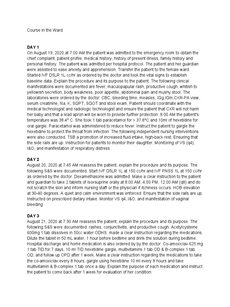 COURSE IN THE WARD Measles | PDF | Patient | Fever