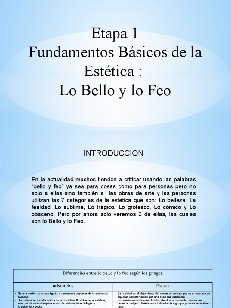 Fundamentos Básicos de La Estética: Lo Bello y Lo Feo | PDF | Belleza ...
