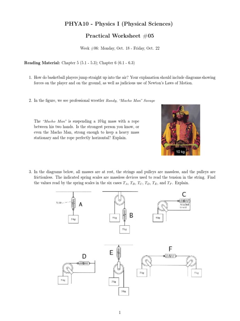 PHYA10 - Physics I (Physical Sciences) Practical Worksheet #05 | PDF ...