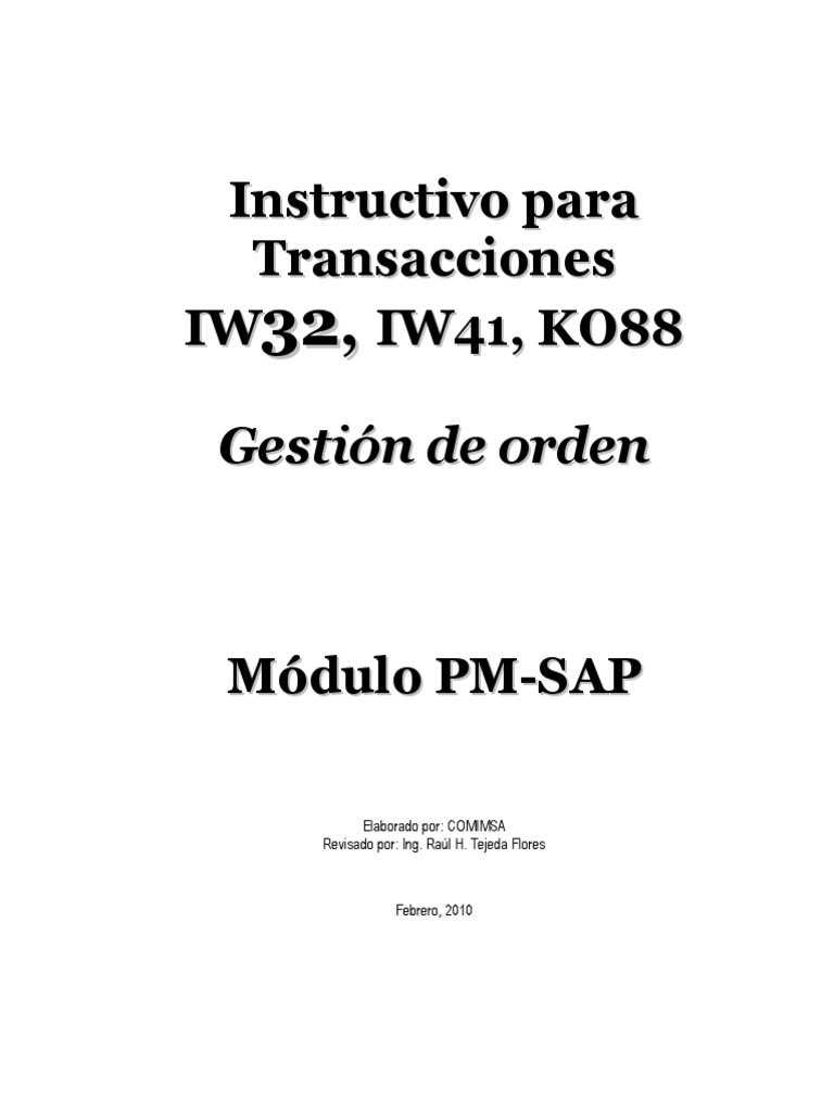 Gestión de Órdenes en SAP IW32/IW41 | PDF | Ventana (informática ...
