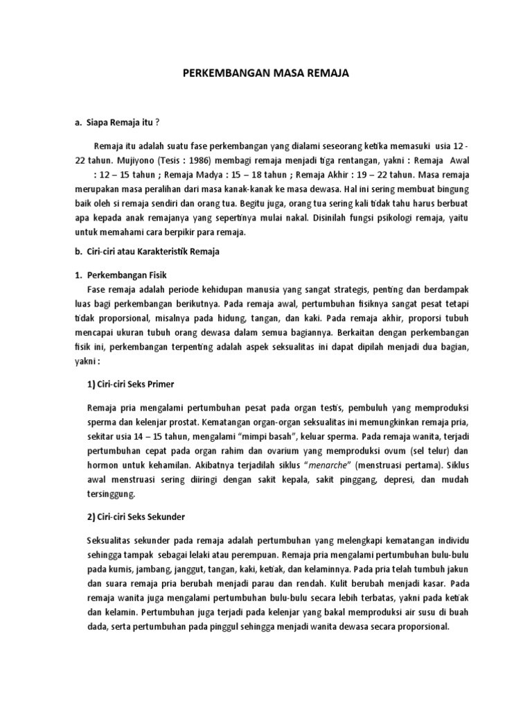 Perkembangan Masa Remaja | PDF