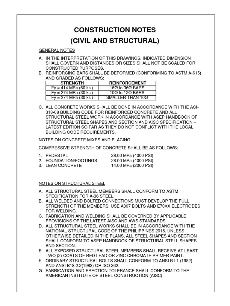 Construction Notes | PDF
