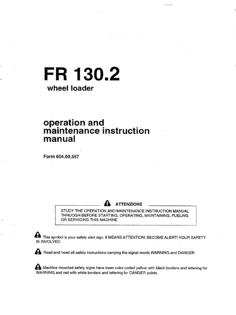 Fiatallis Fr130 Fr130 2 Loader Operation Maintenance Repair Service ...