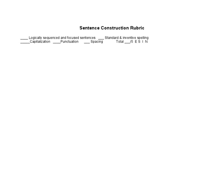 Sentence Construction Rubric | PDF