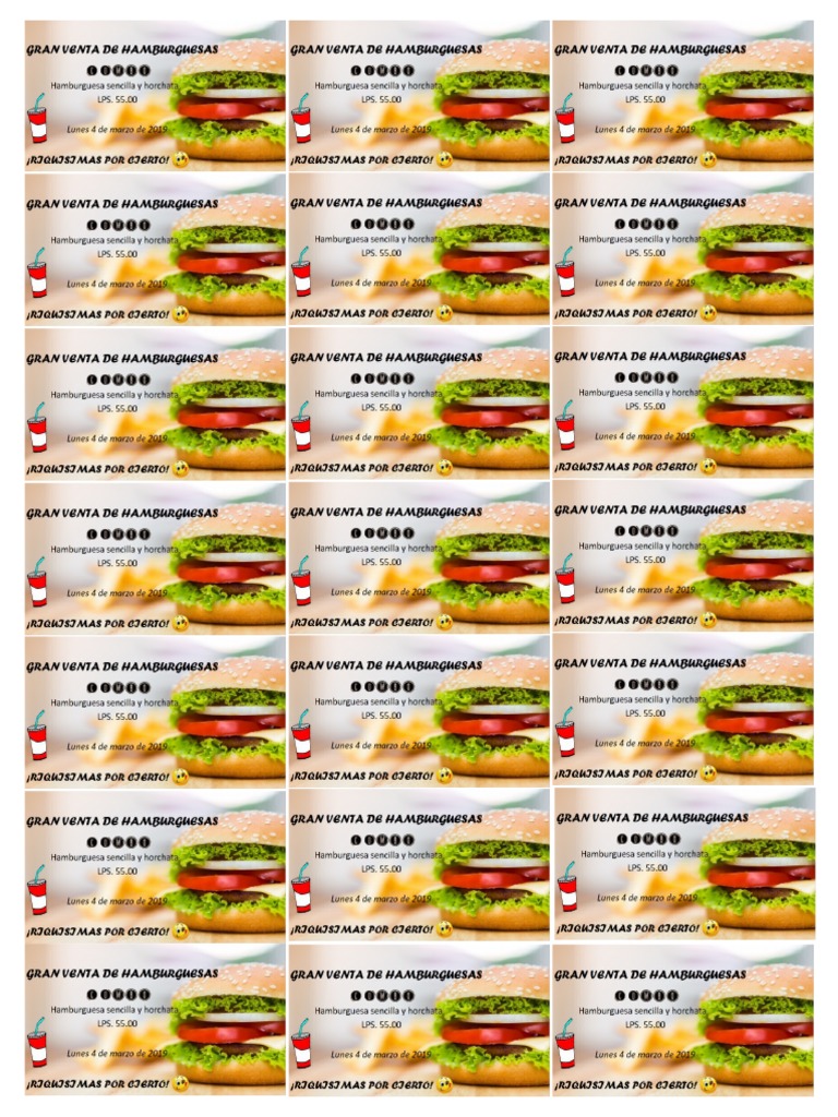 Boletos para Las Hamburguesas | PDF
