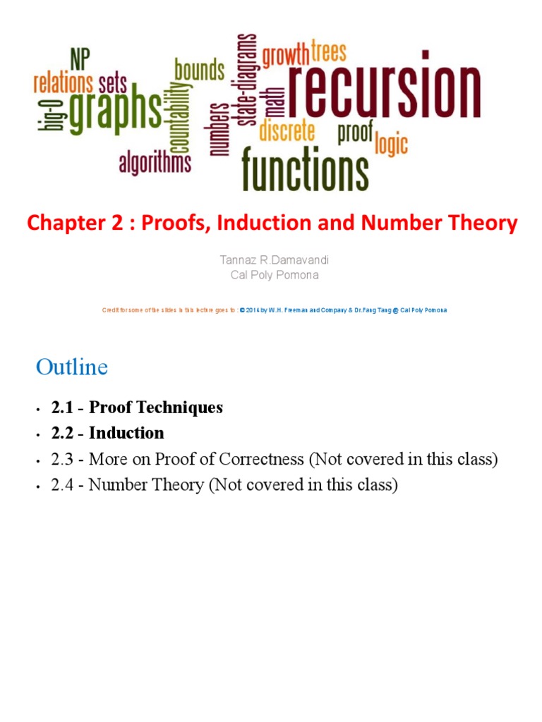 Chapter 2 Proofs Induction And Number Theory Tannaz R Damavandi Cal Poly Pomona Pdf