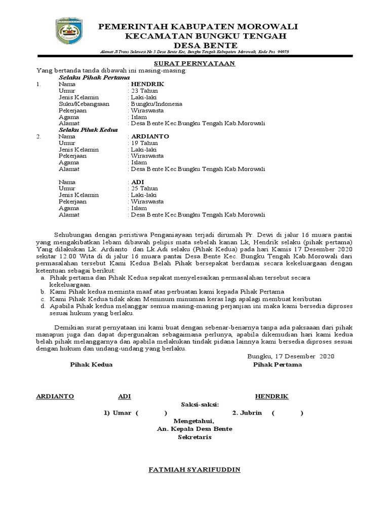 Surat Pernyataan KKL | PDF