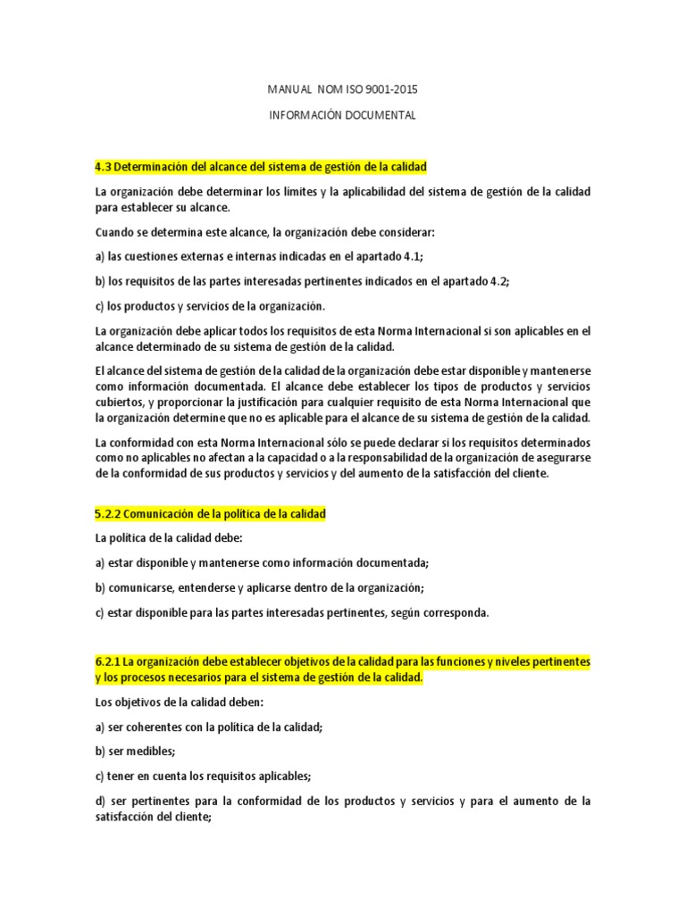 Manual Nom Iso 9001 | PDF | Calidad (comercial) | Gestión de la calidad