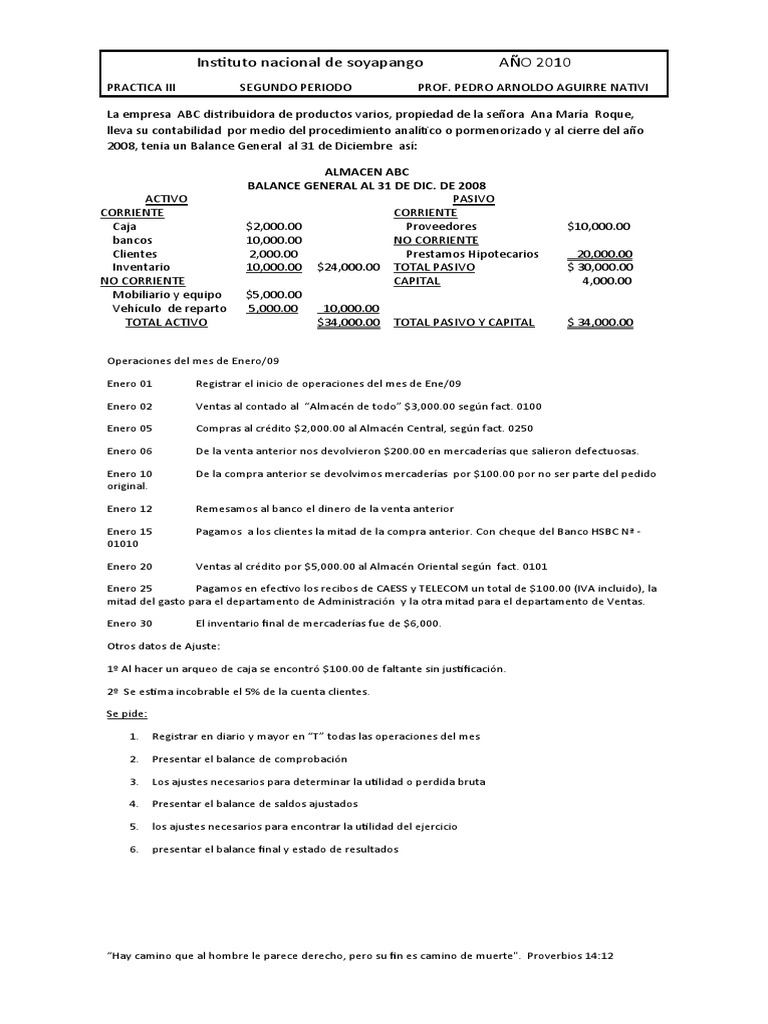 Ejercicios Contables | PDF | Contabilidad | Hoja de balance