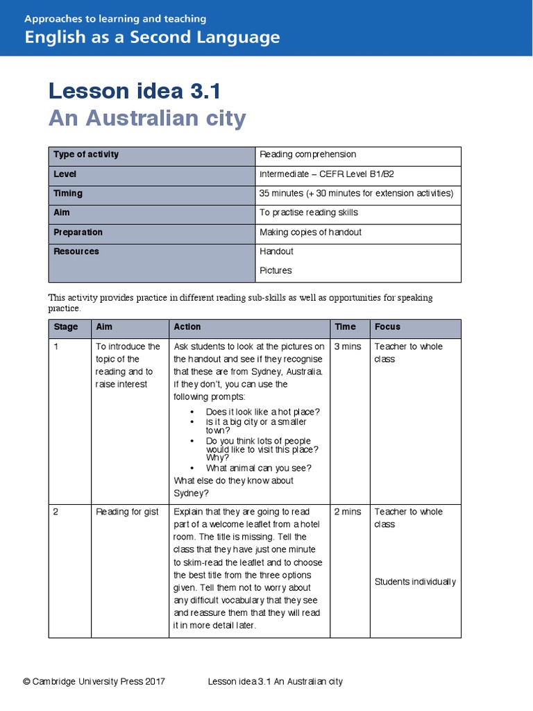 ESL - Lesson Idea 3.1 | PDF