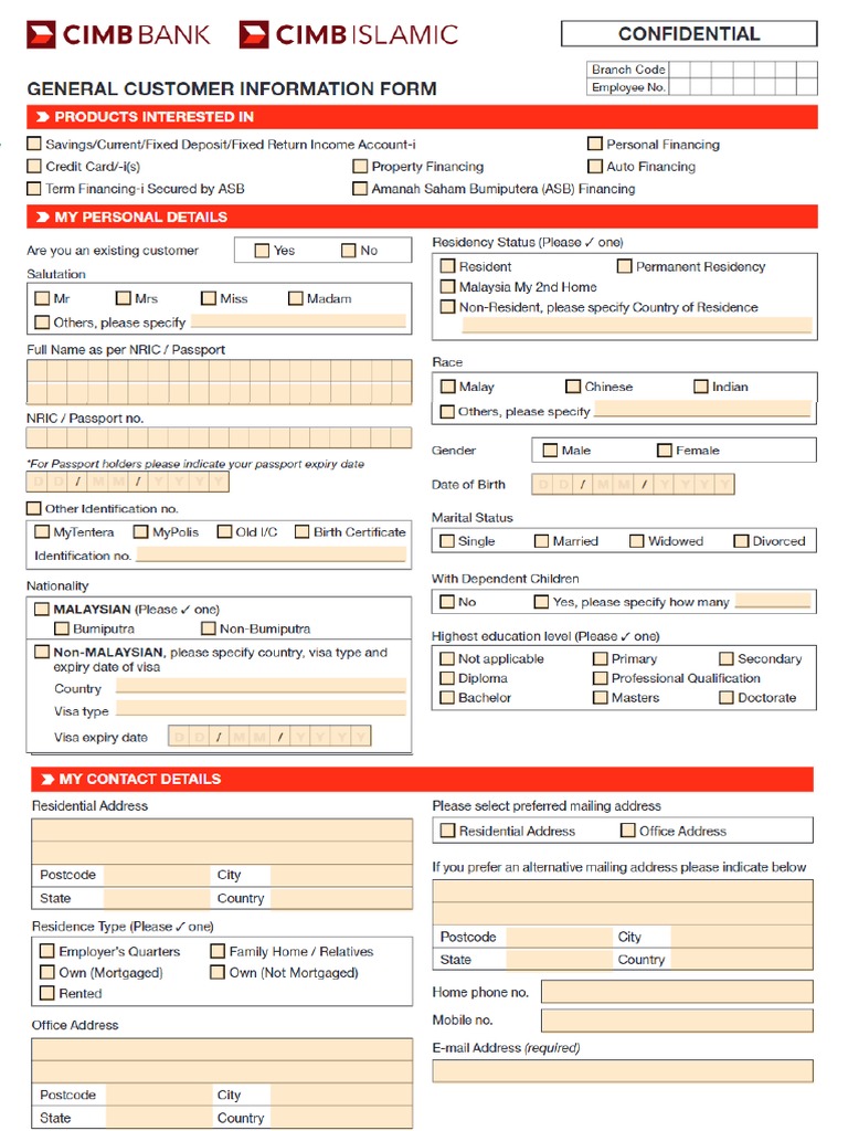 Cimb Form | PDF