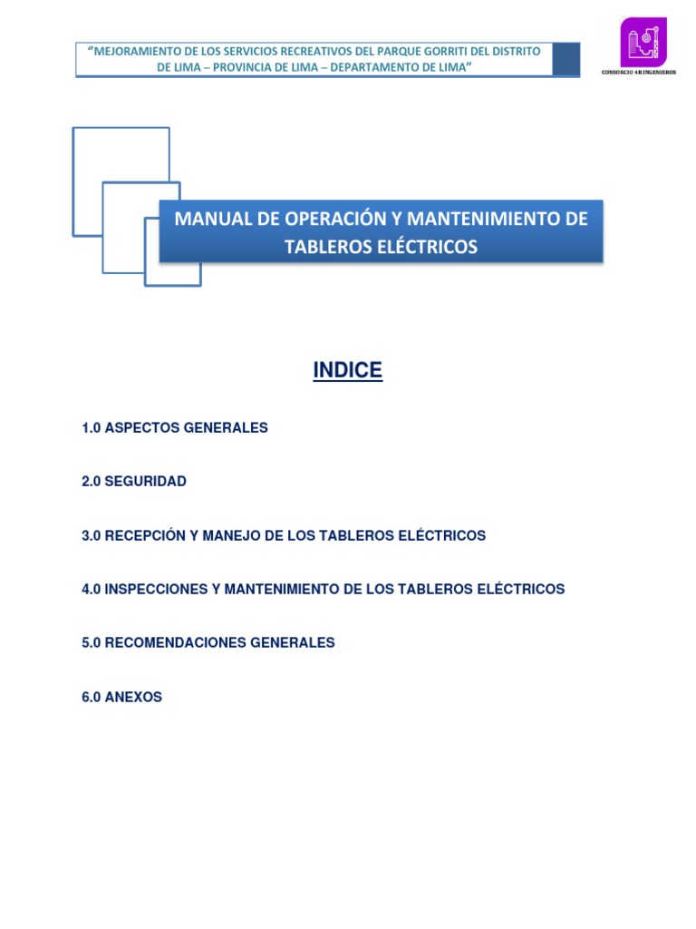Manual de Operaciones y Mantenimiento - Tablero | PDF | Ingenieria Eléctrica | Electricidad