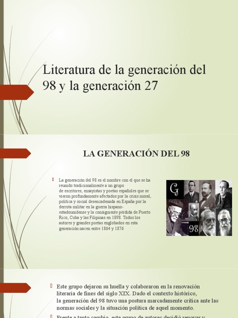 Literatura de La Generación Del 98 y La | PDF | Poesía | Federico ...