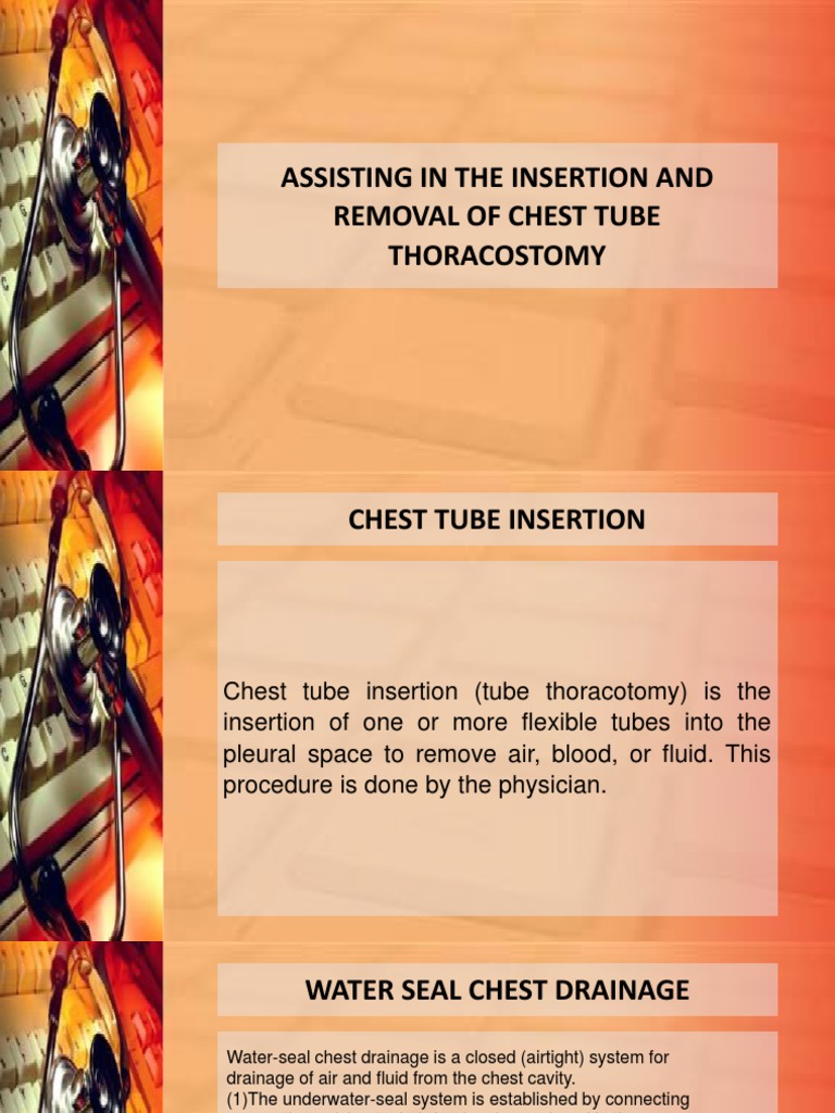 Chest Tube Insertion and Removal Guide | PDF | Medical Specialties ...