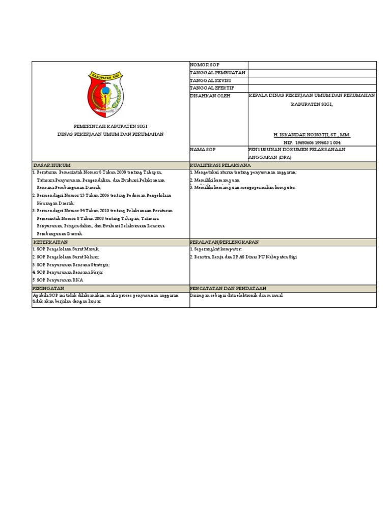 SOP-Penyusunan DPA | PDF