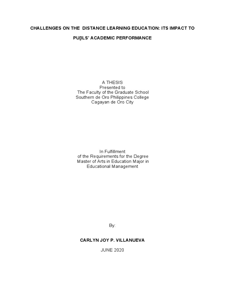 Challenges On The Distance Learning Education Its Impact To Pupils ...