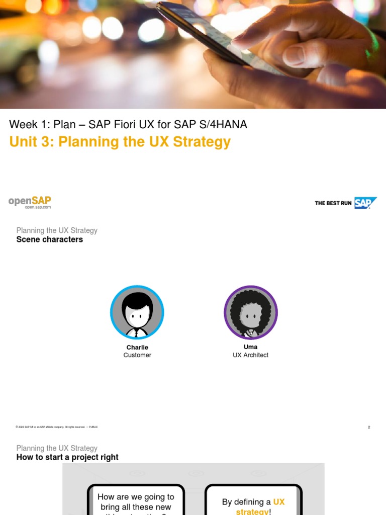 OpenSAP s4h18 Week 01 Unit 03 PlanUXStrategy Presentation | PDF | Computing | Business