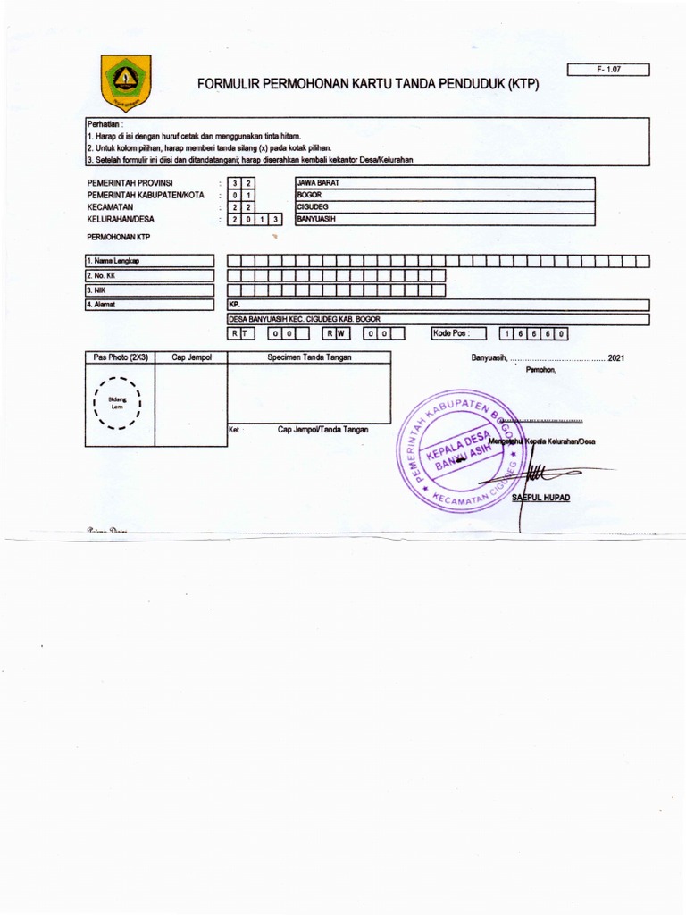 Formulir KTP | PDF