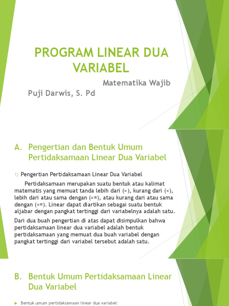 Program Linear Dua Variabel Kelas Xi | PDF