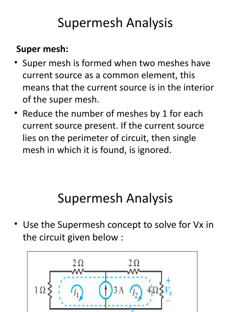 Supermesh Analysis: Super Mesh | PDF | Teaching Methods & Materials ...