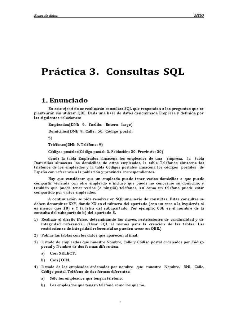 Práct. FInal. SQL | PDF | SQL | Bases de datos