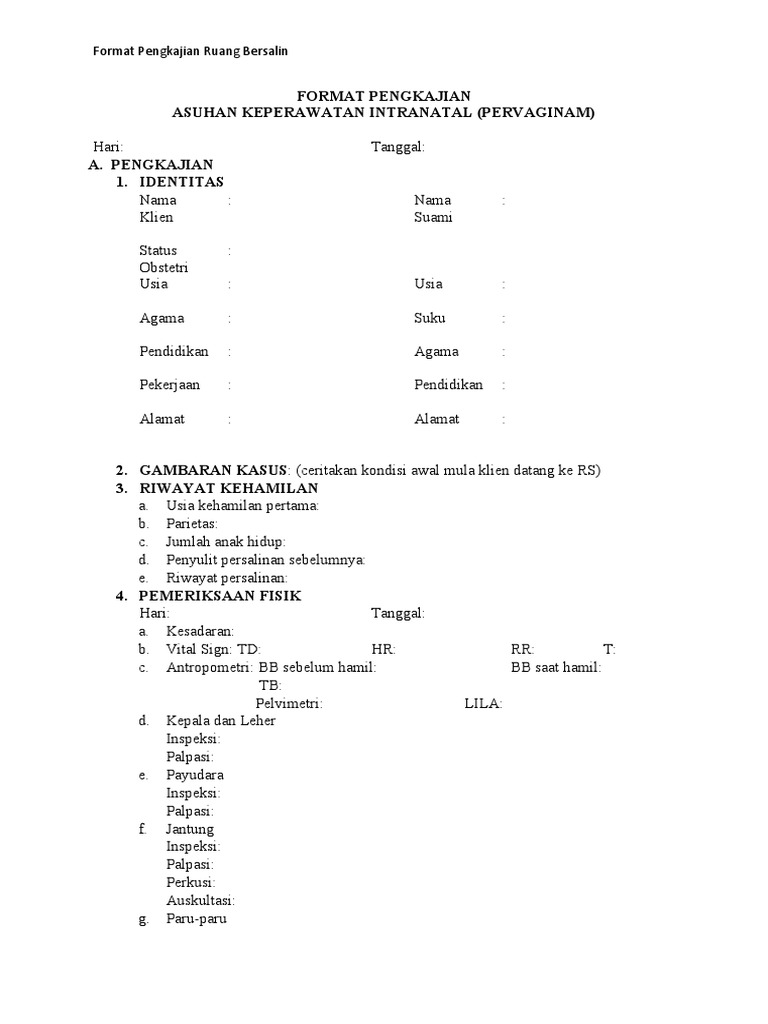Format Pengkajian Persalinan | PDF