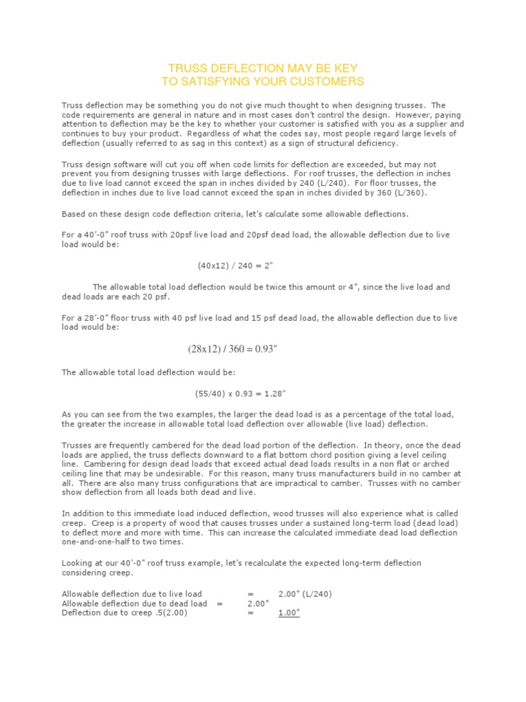 Truss Deflection | PDF | Truss | Structural Load