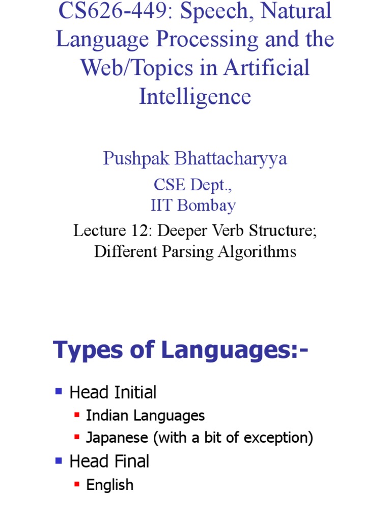 Parsing Algorithms & Verb Structures | PDF | Parsing | Syntax