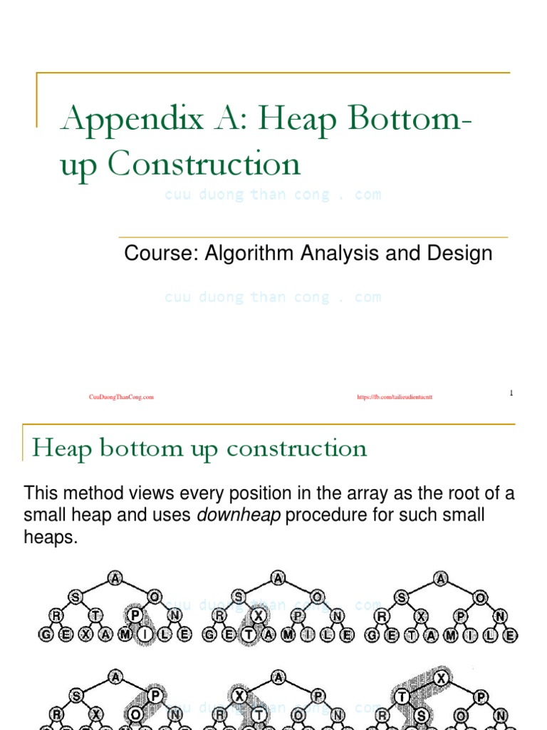 Appendix A: Heap Bottom-Up Construction: Course: Algorithm Analysis and ...