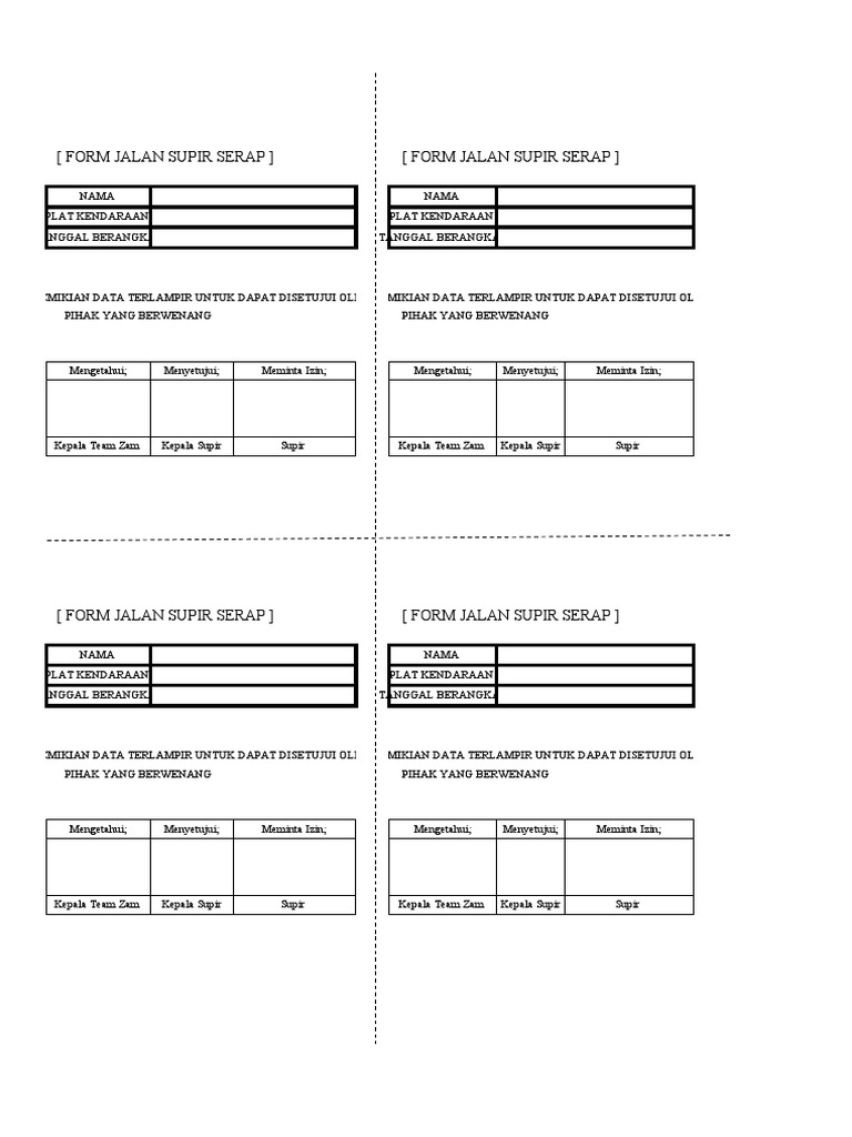Form Supir Serap | PDF | Hukum