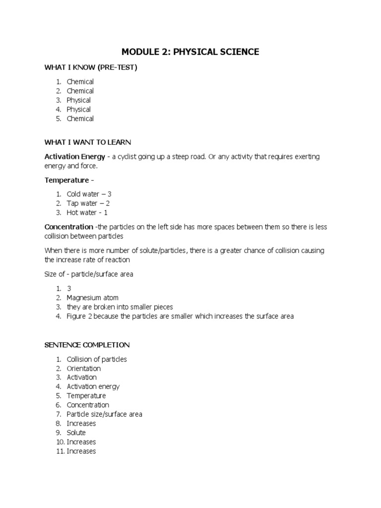 Module 2: Physical Science | PDF