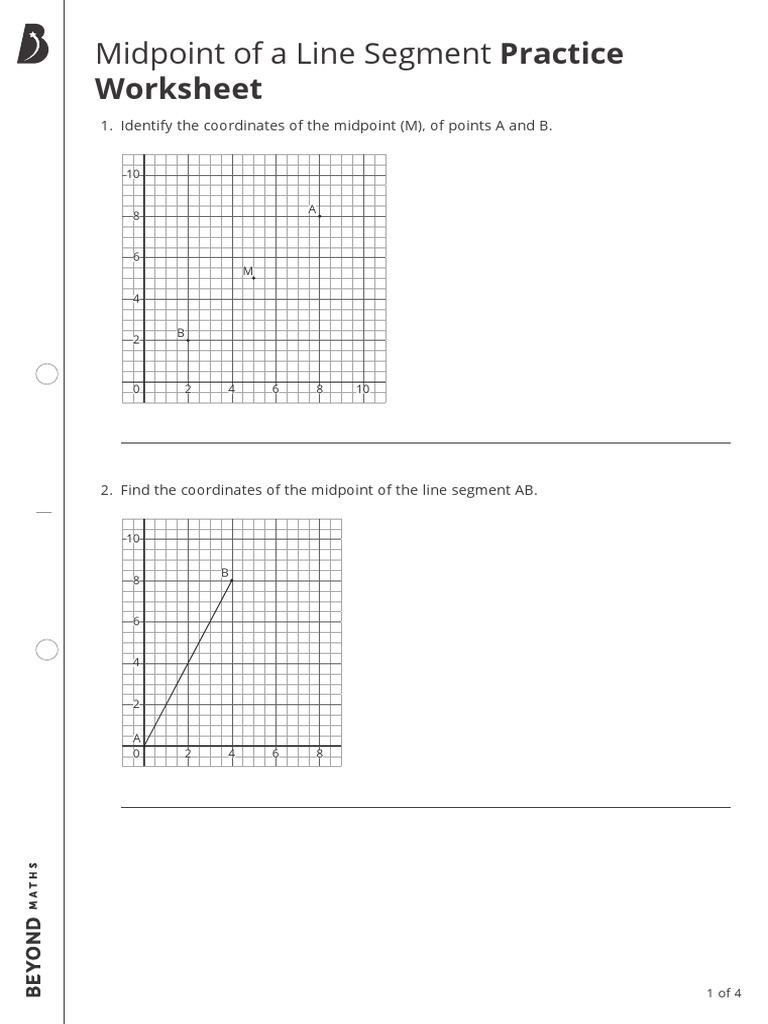 Midpoint of A Line Segment Practice Worksheet (Editable) | PDF ...