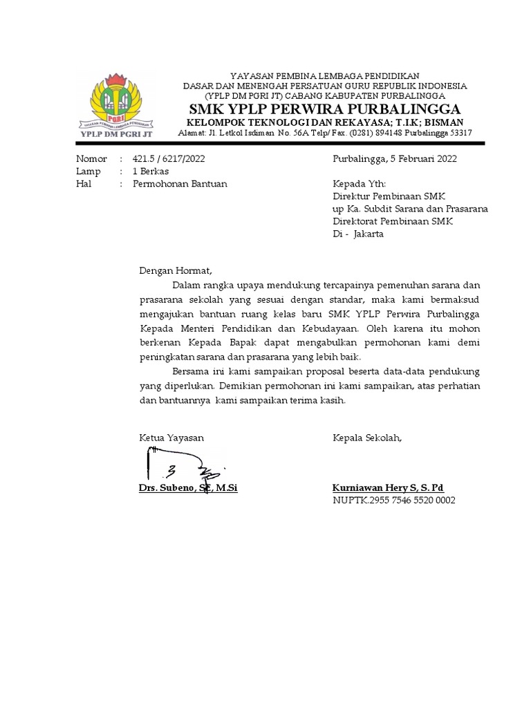 Surat Permohonan Dan Isi Proposal | PDF