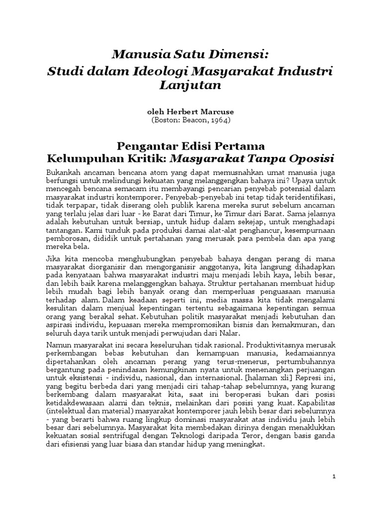 One Dimensional Man (Indo) | PDF