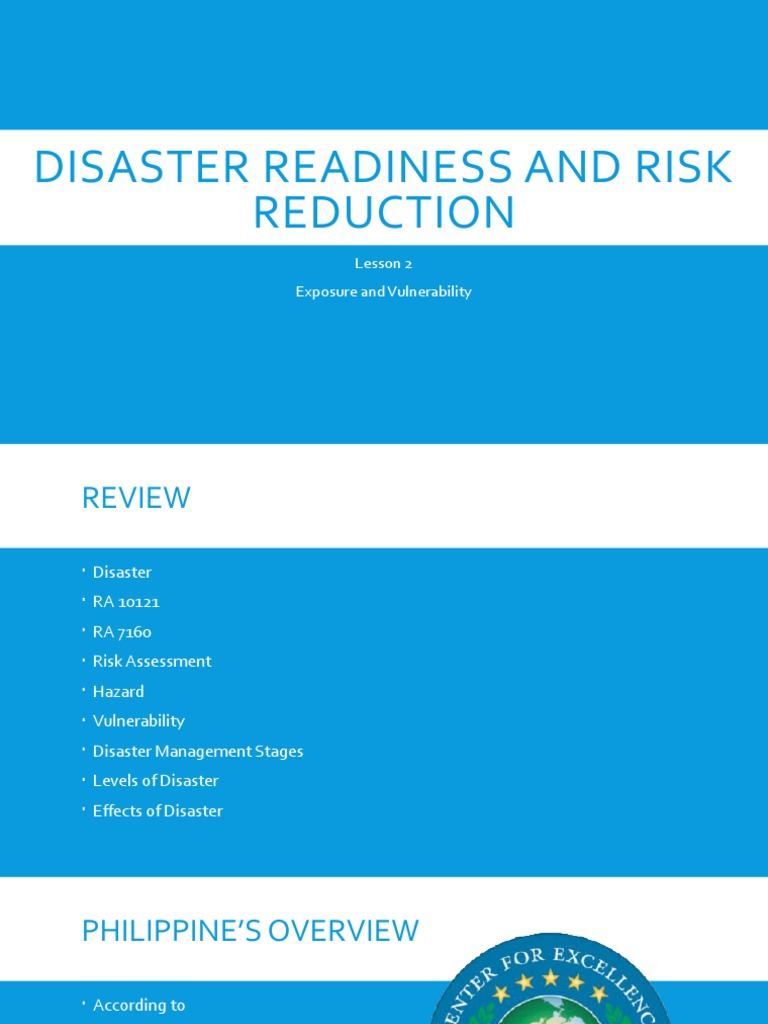 Disaster Readiness and Risk Reduction: Lesson 2 Exposure and ...