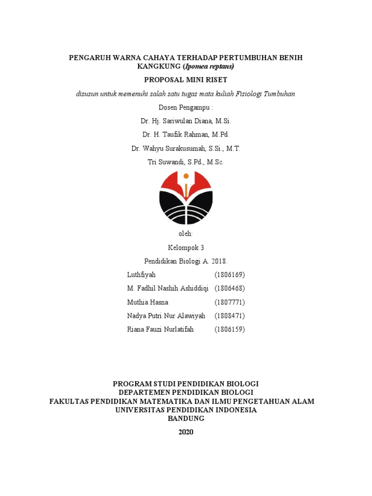 Proposal Mini Riset Fisiologi Tumbuhan 3A 2018 | PDF