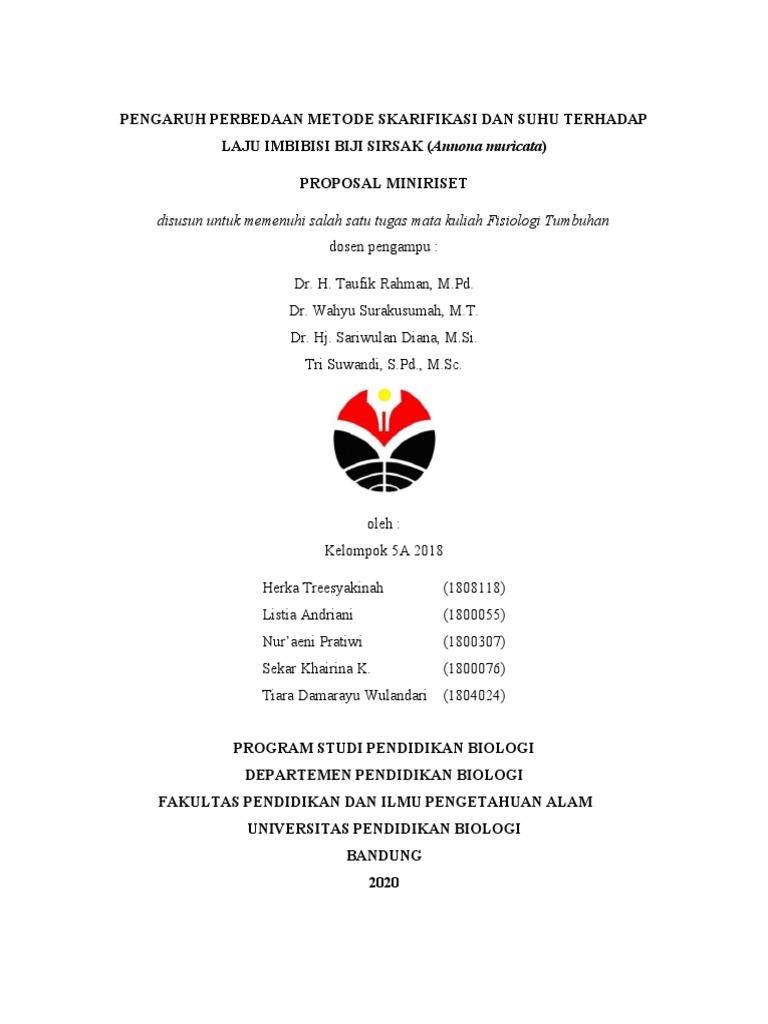 Proposal Mini Riset Fisiologi Tumbuhan 5A 2018 | PDF | Griya & Taman ...