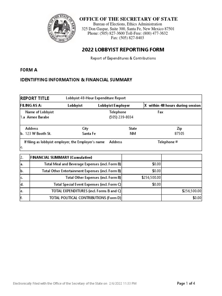 Lobbyist 48-Hour Expenditure Report | PDF