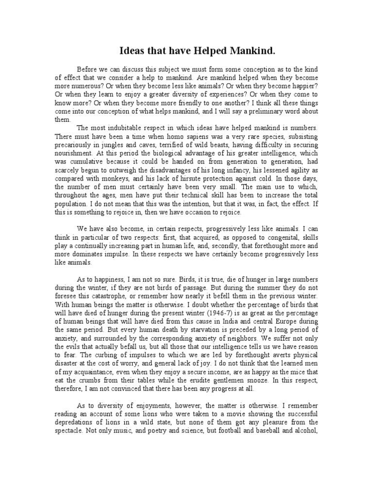 Ideas That Have Helped Mankind | PDF | Liberty | Science